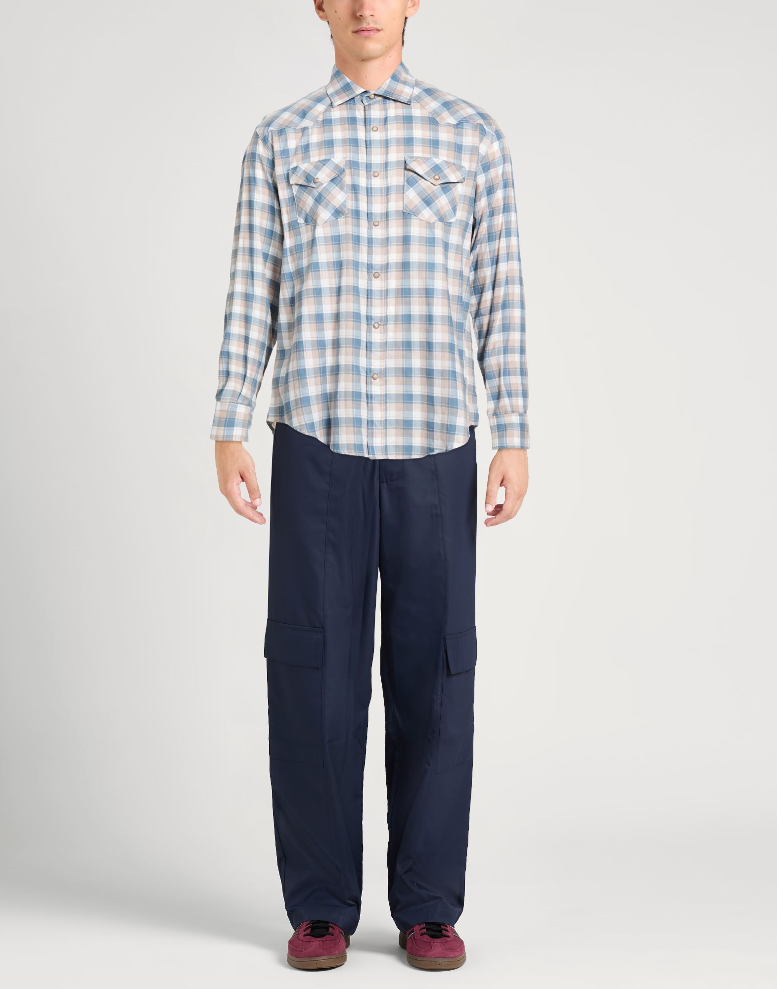 ELEVENTY man shirt slate blue size s cotton